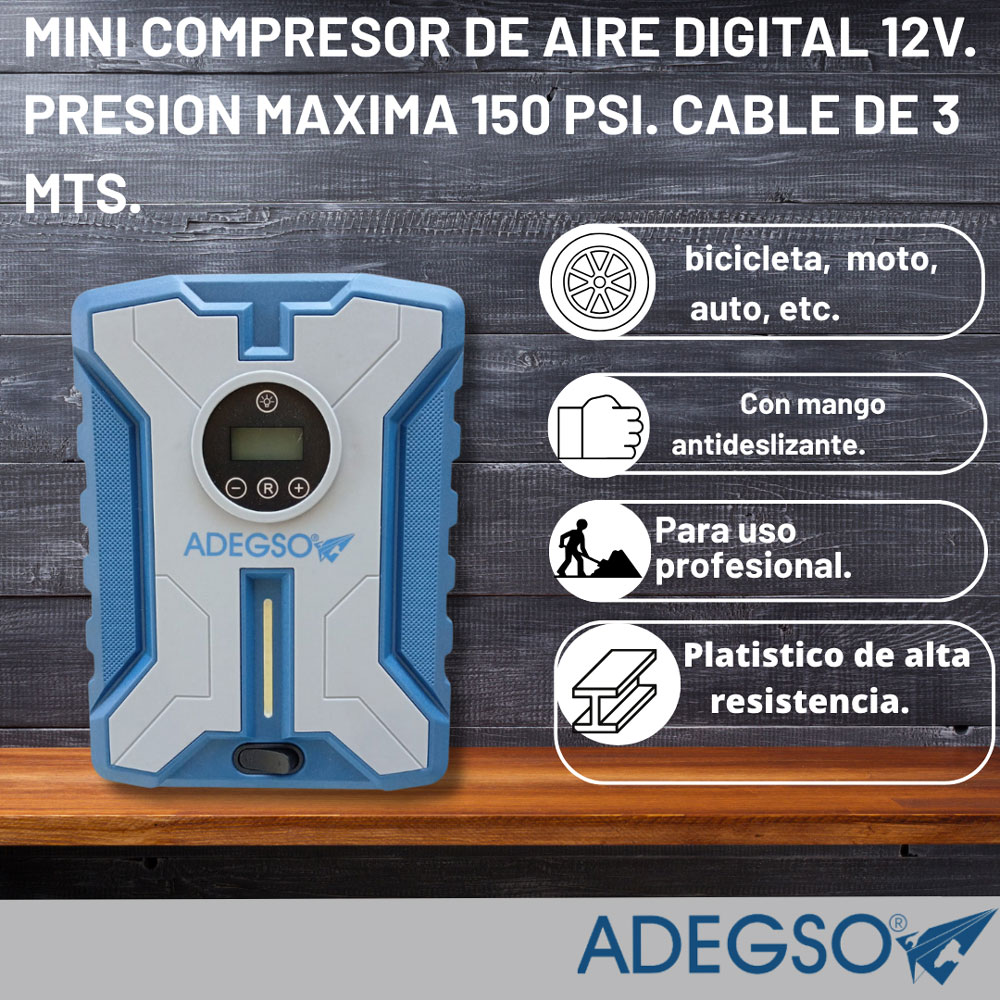 Mini compresor de aire digital 12V - Morano Máquinas y Herramientas